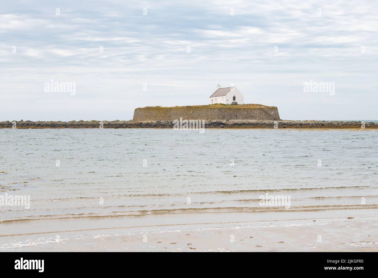 St Cwyfans Church - Church in the Sea - Isle of Anglesey, Wales Stock ...