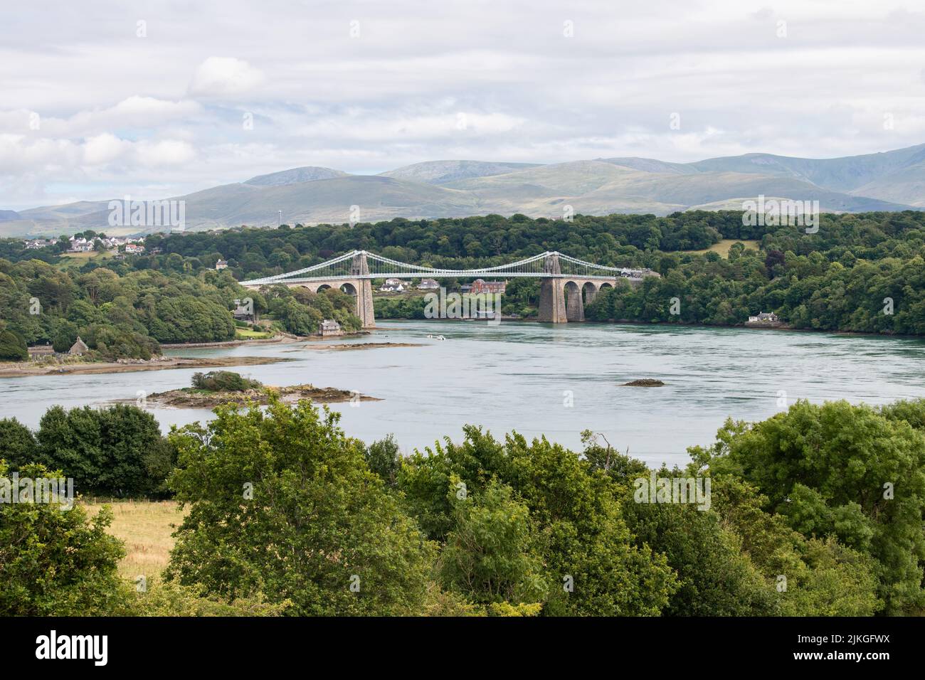 Menai Bridge, Suspension Bridge, Menai Strait, Anglesey, Wales Stock ...
