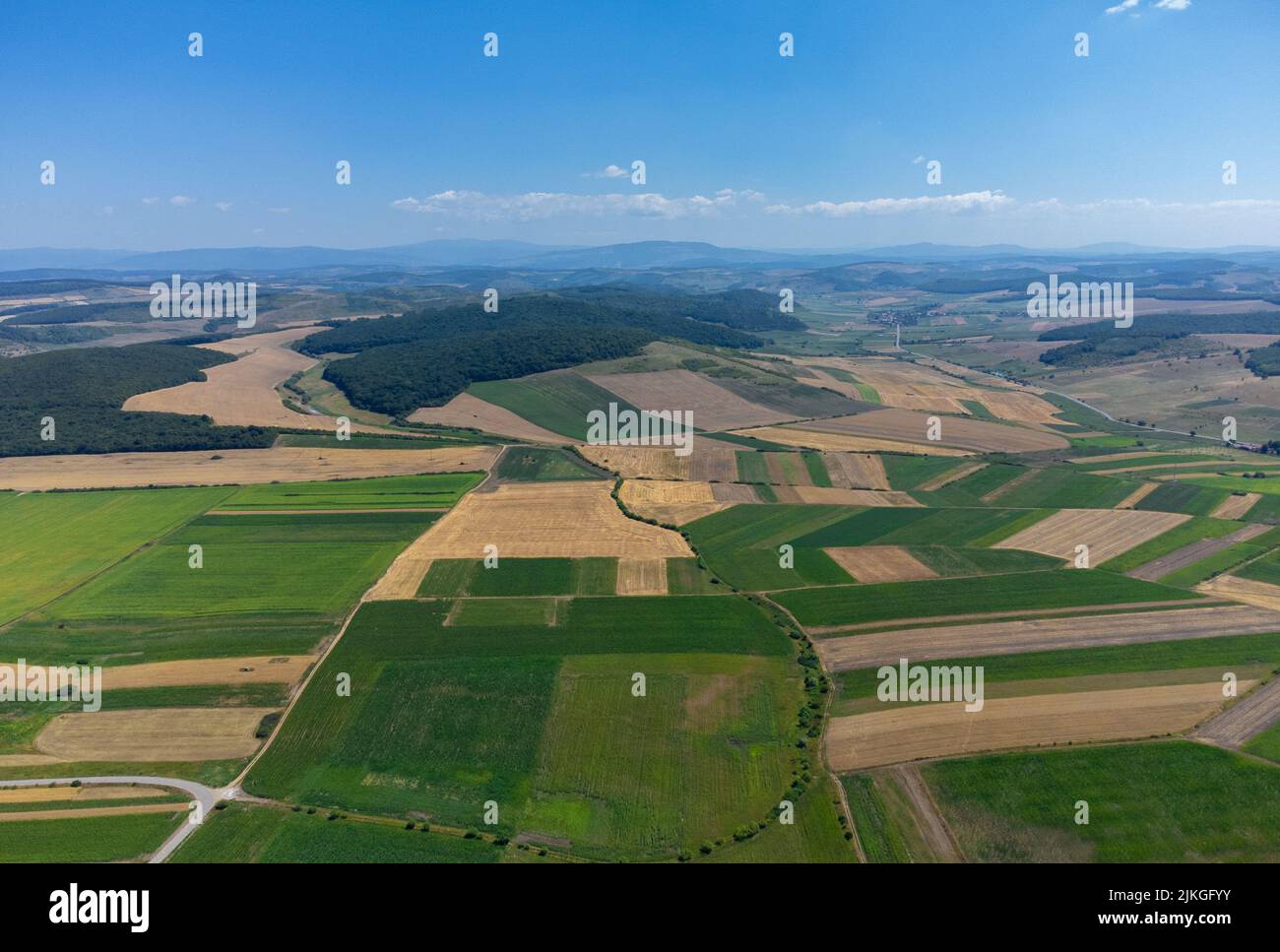 an aerial view of a field with many agricultural crops, agriculture ...