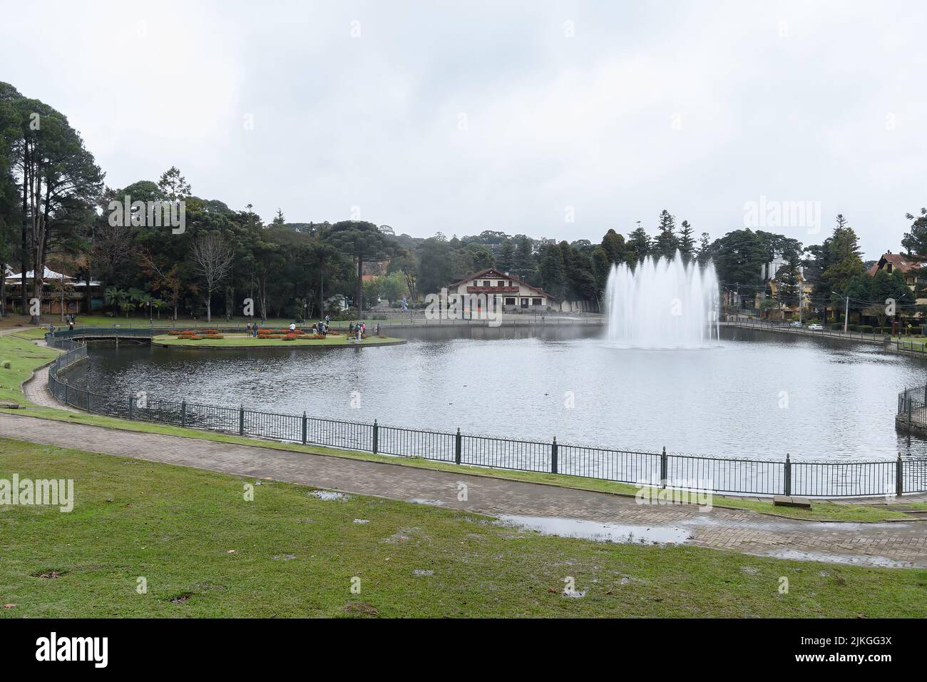 Gramado, RS, Brazil - May 19, 2022: view of Joaquina Rita Bier lake, a ...