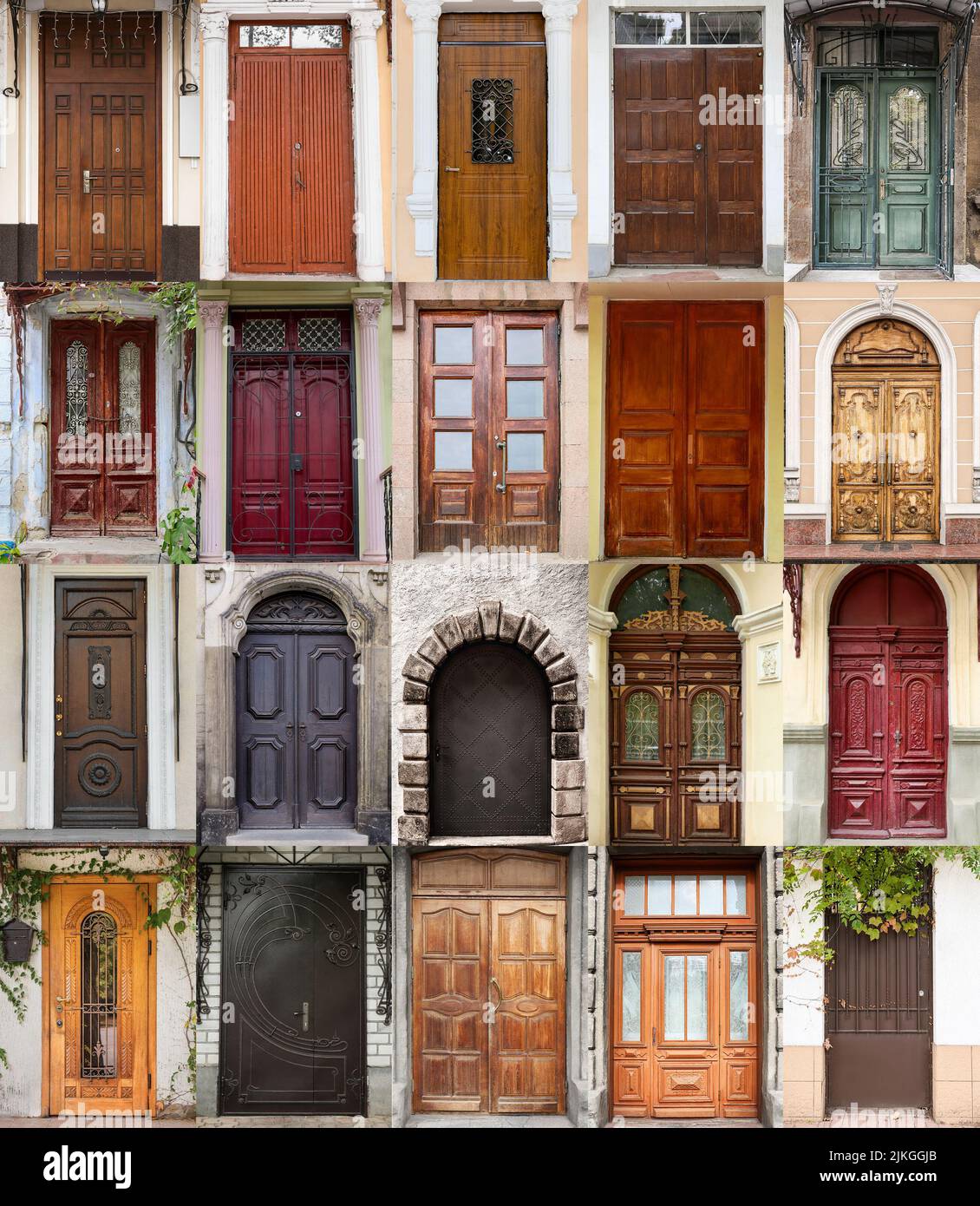 Collage with many different entrance doors Stock Photo - Alamy
