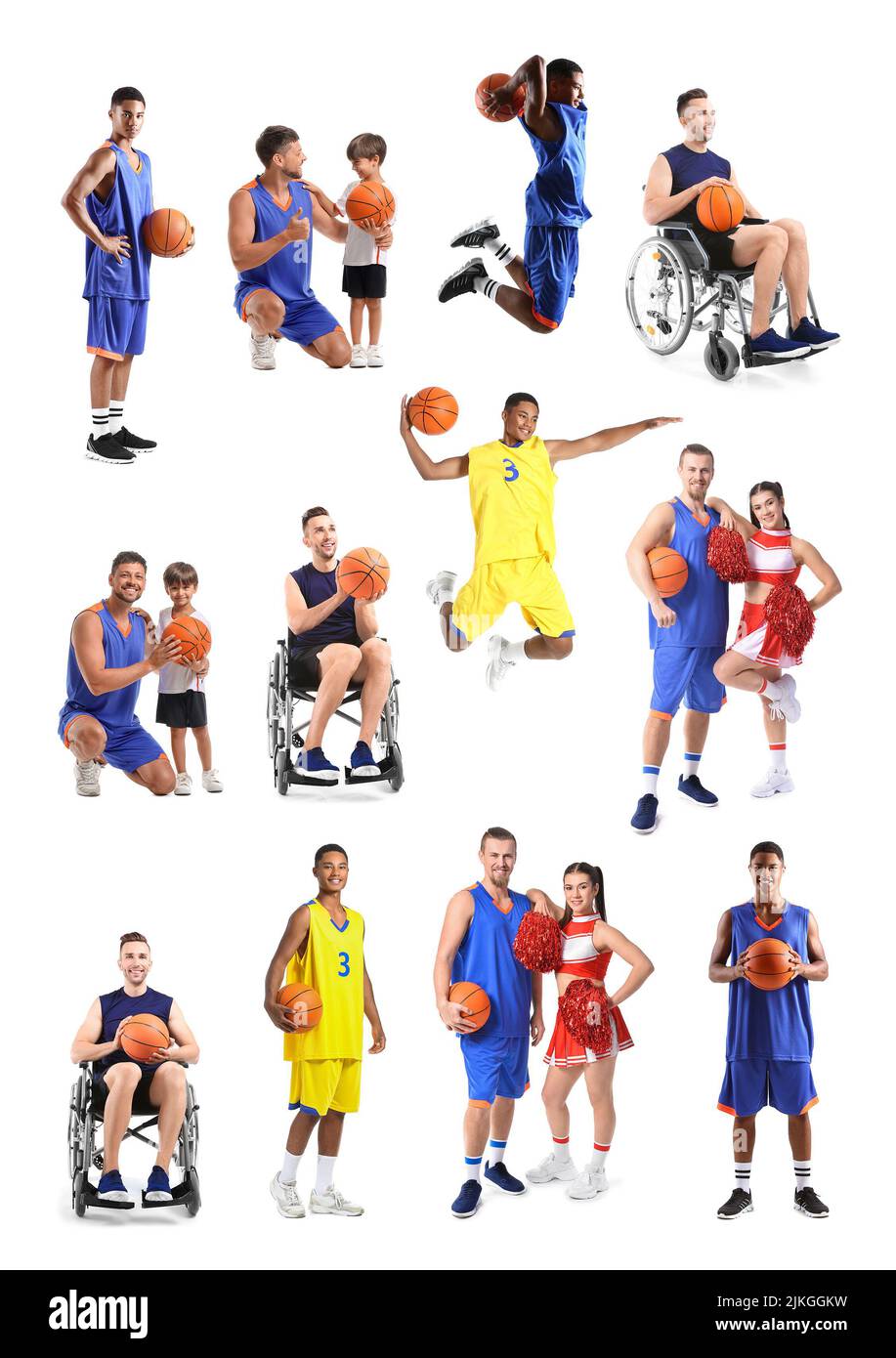 Set of different basketball players on white background Stock Photo - Alamy