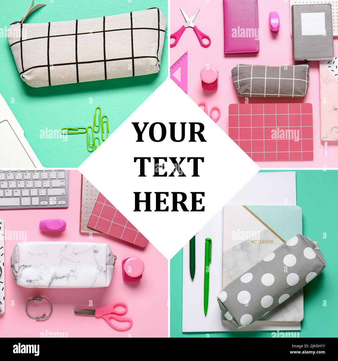Collage with school stationery and space for text Stock Photo - Alamy
