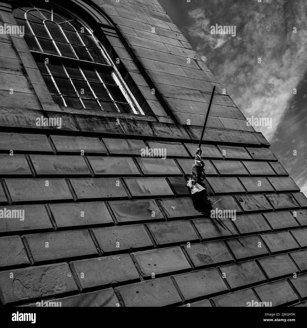 Window and flagpole in black and white Stock Photo - Alamy