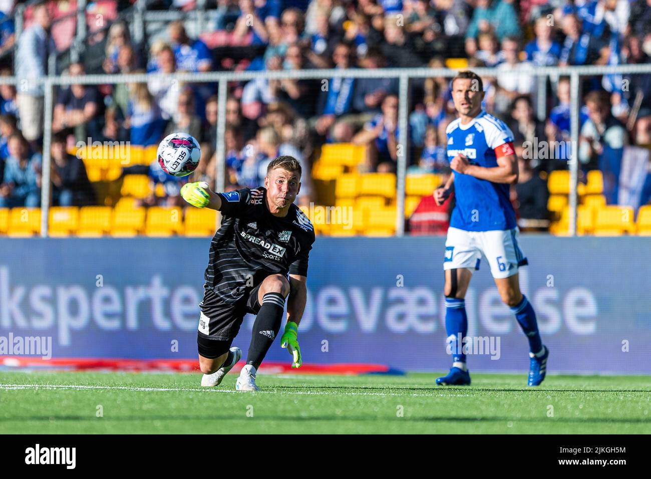 Farum, Denmark. 01st Aug, 2022. Goalkeeper Frederik Ibsen (1) of Lyngby ...