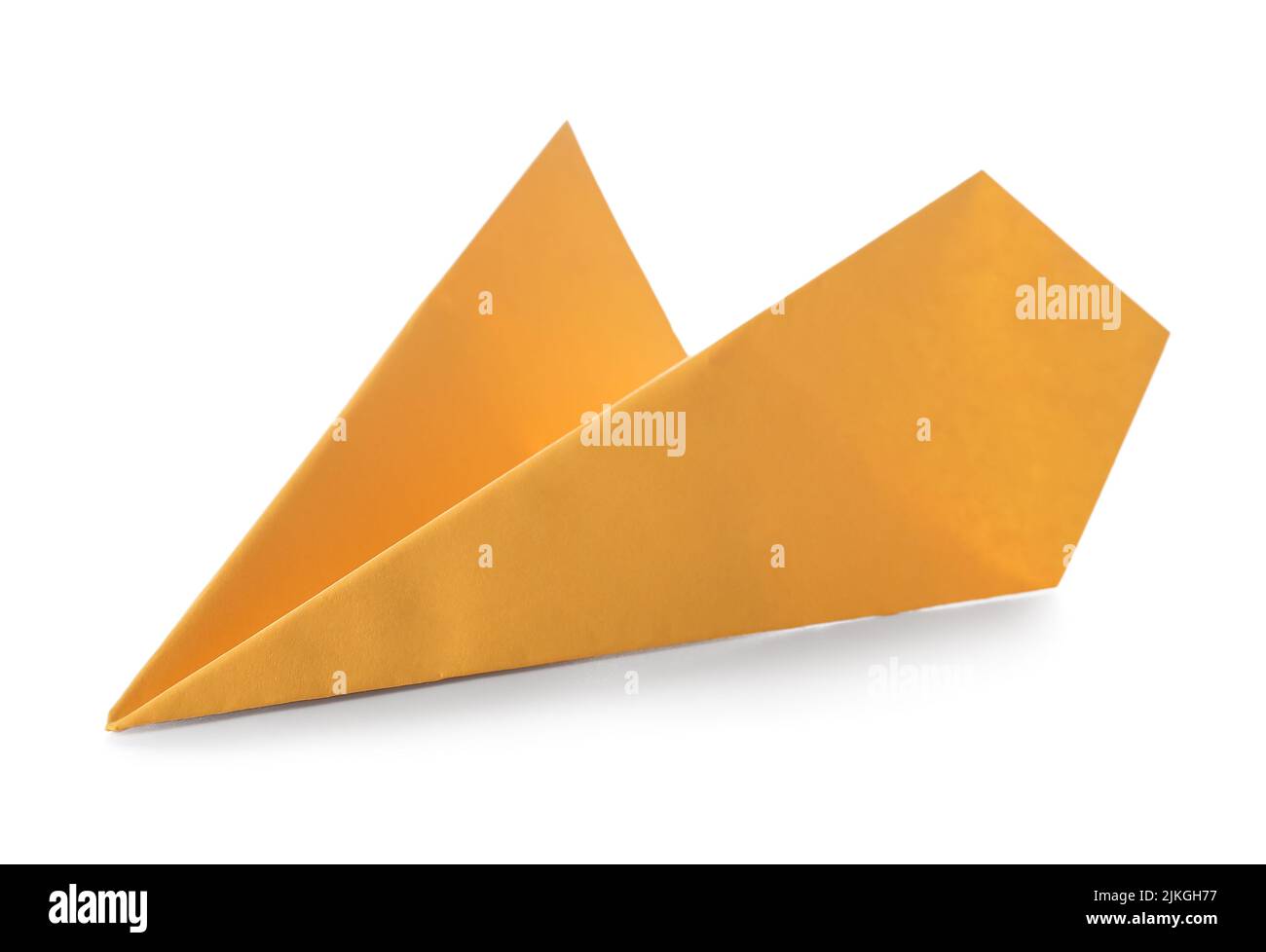 Yellow paper plane on white background Stock Photo - Alamy
