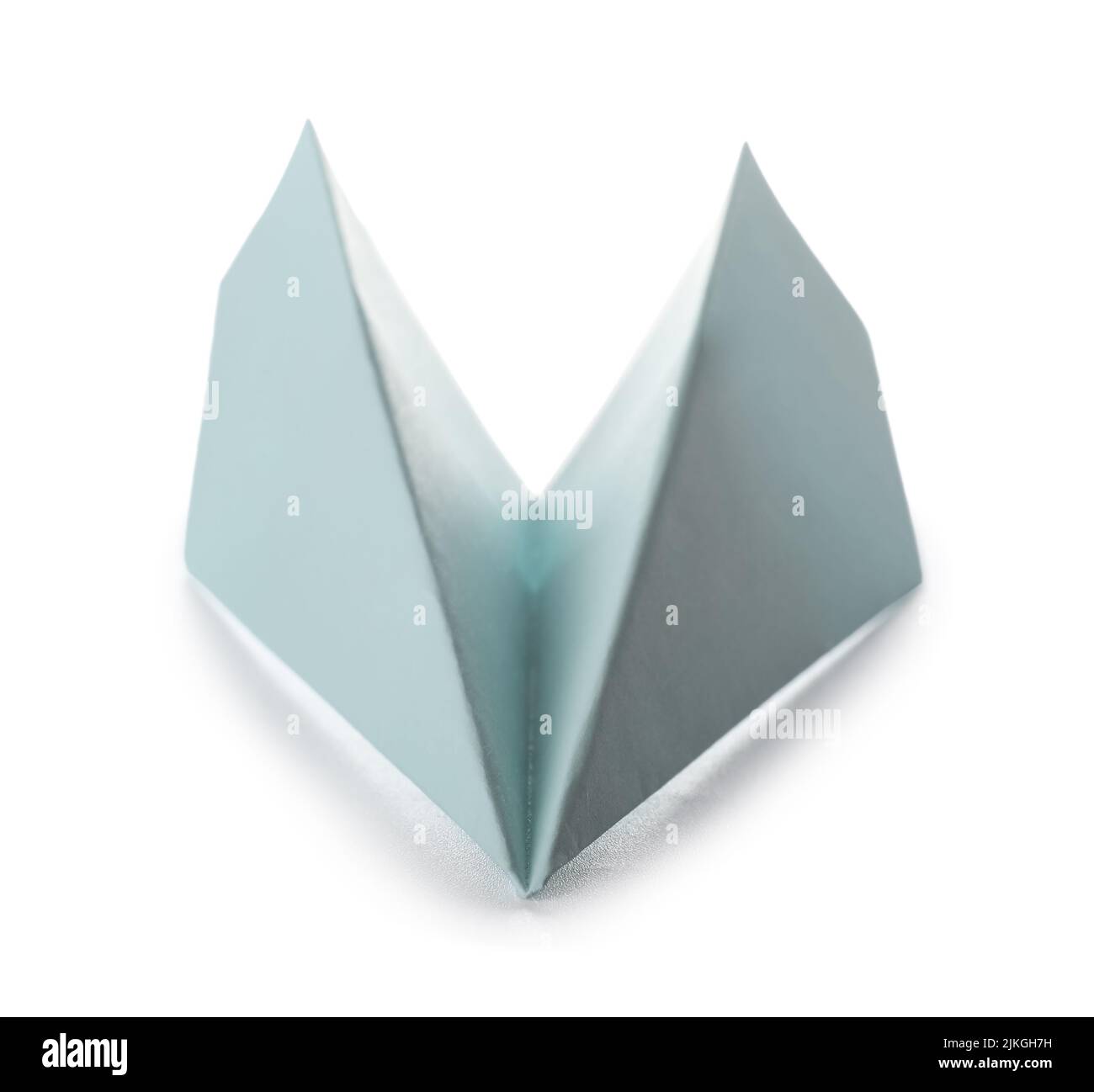 Blue paper plane on white background Stock Photo - Alamy