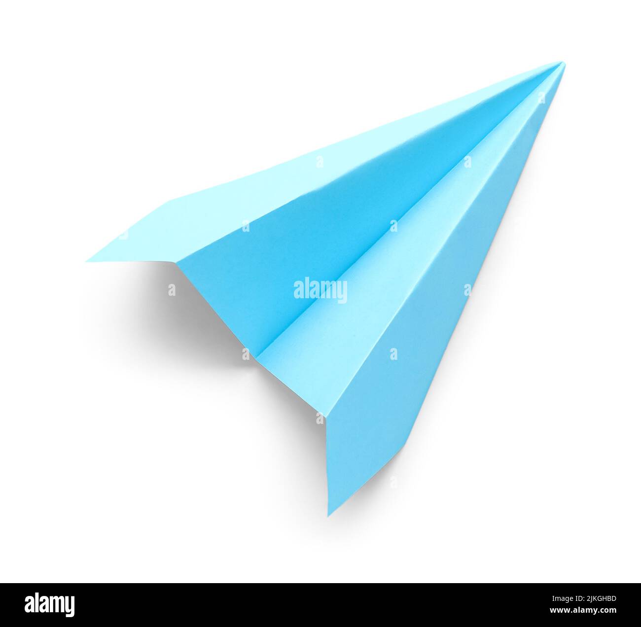 Blue paper plane on white background Stock Photo - Alamy