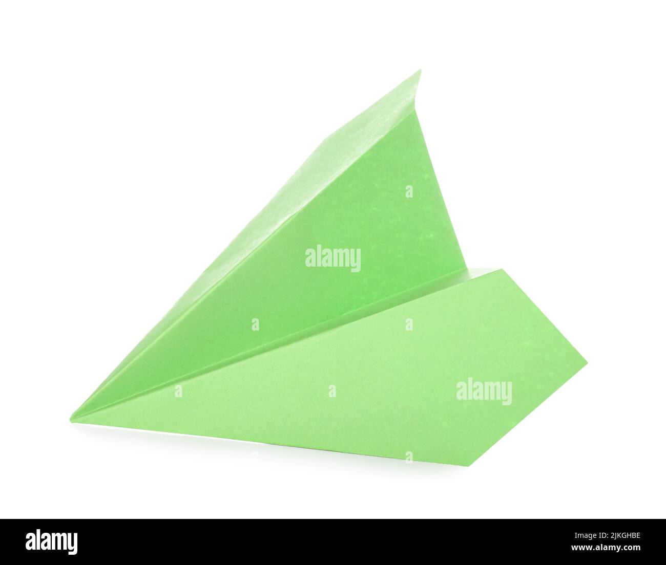 Green paper plane on white background Stock Photo - Alamy