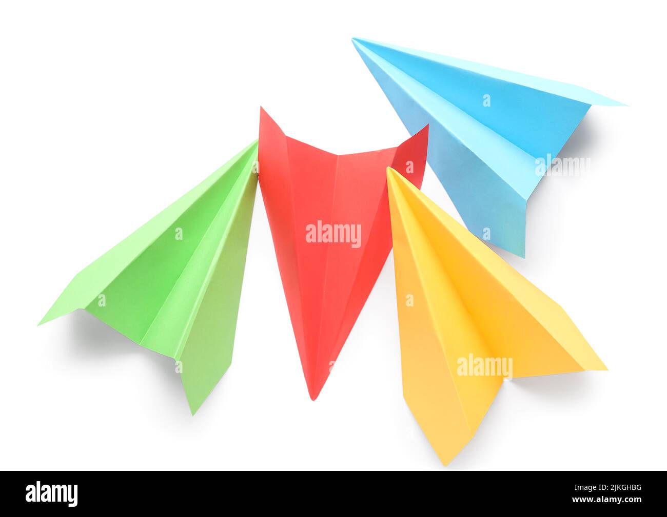 Colorful paper planes on white background Stock Photo - Alamy