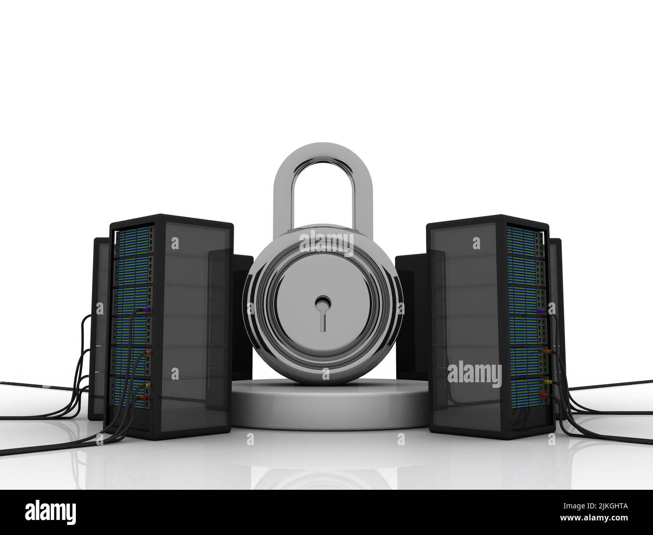 3d illustration Data center server protection lock Stock Photo - Alamy
