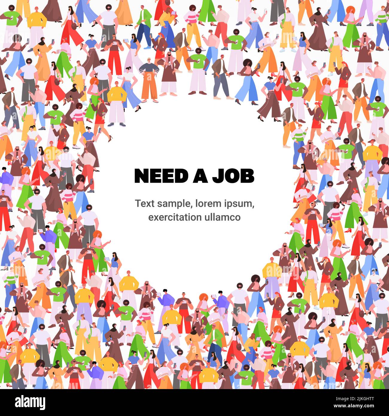 mix race people crowd against dismissal unemployment job search concept ...