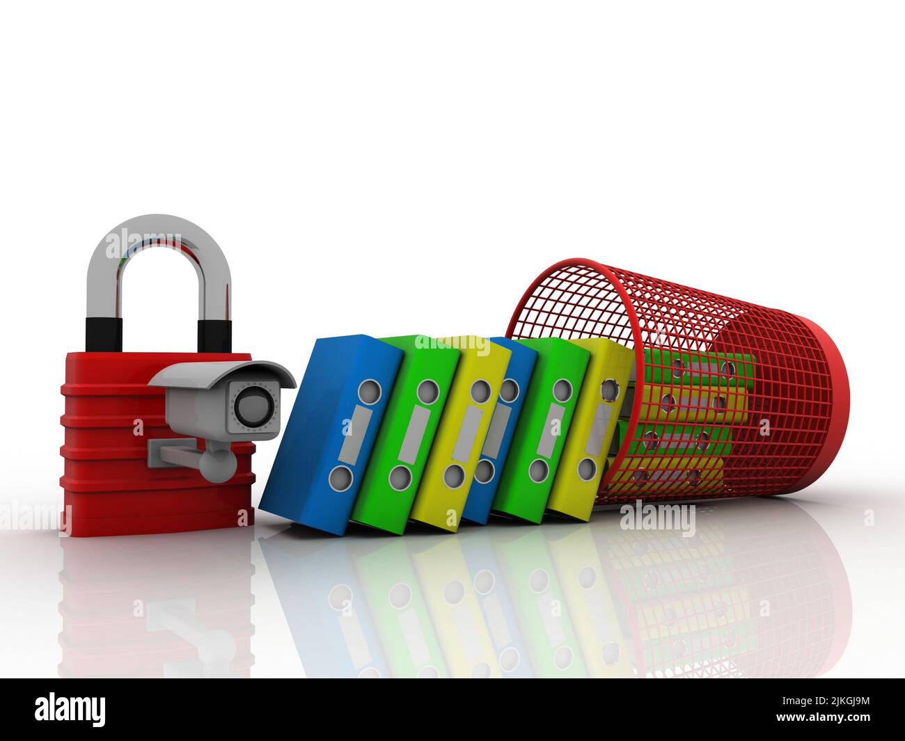 3d rendering office document Binder under cctv camera protection lock ...