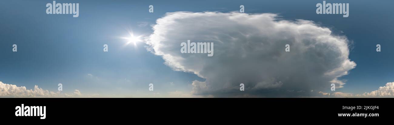 Seamless overcast blue sky hdri panorama 360 degrees angle view with ...