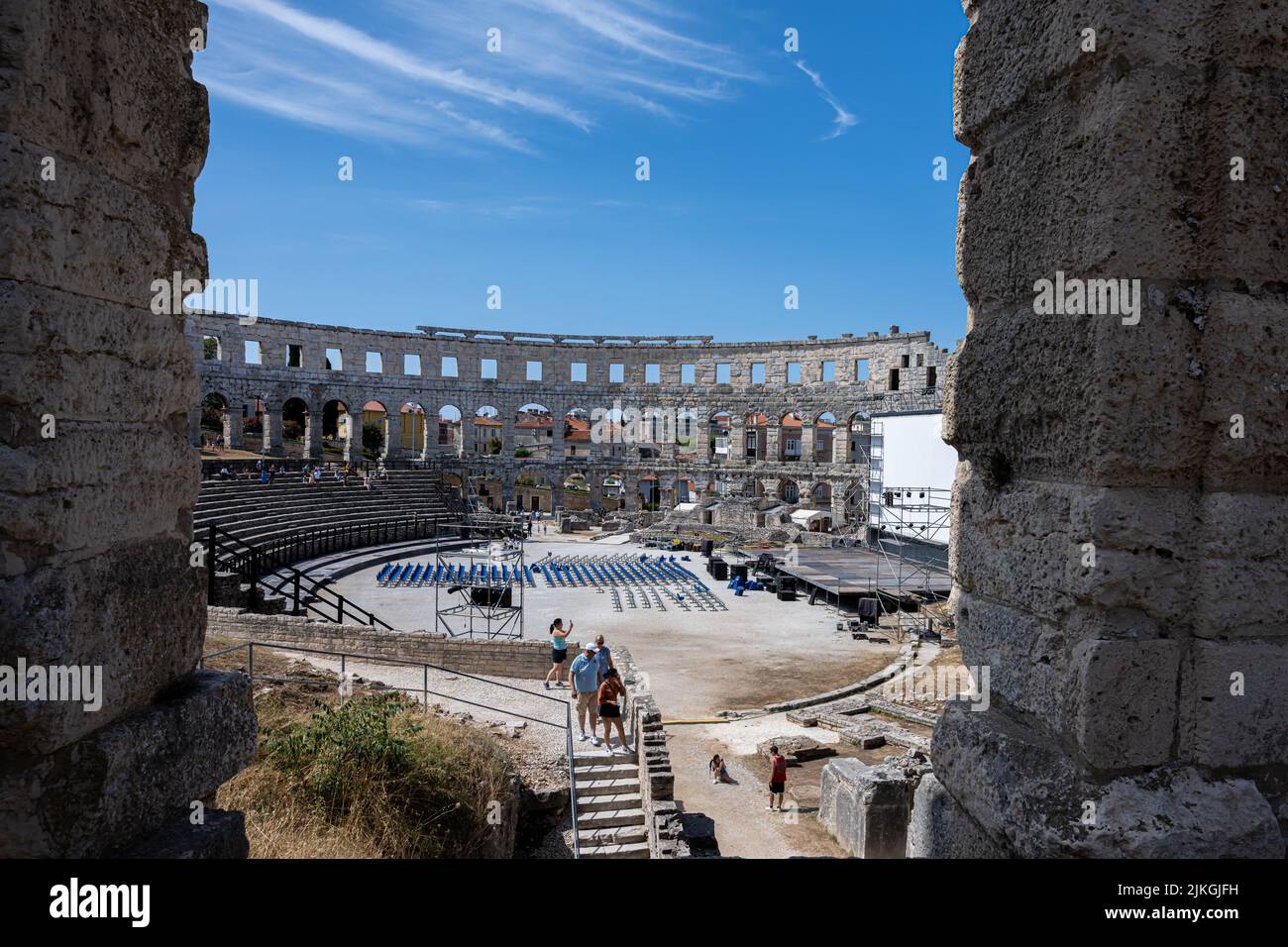 Pula, Croatia - July 12, 2022: The Pula Arena is a Roman amphitheater ...