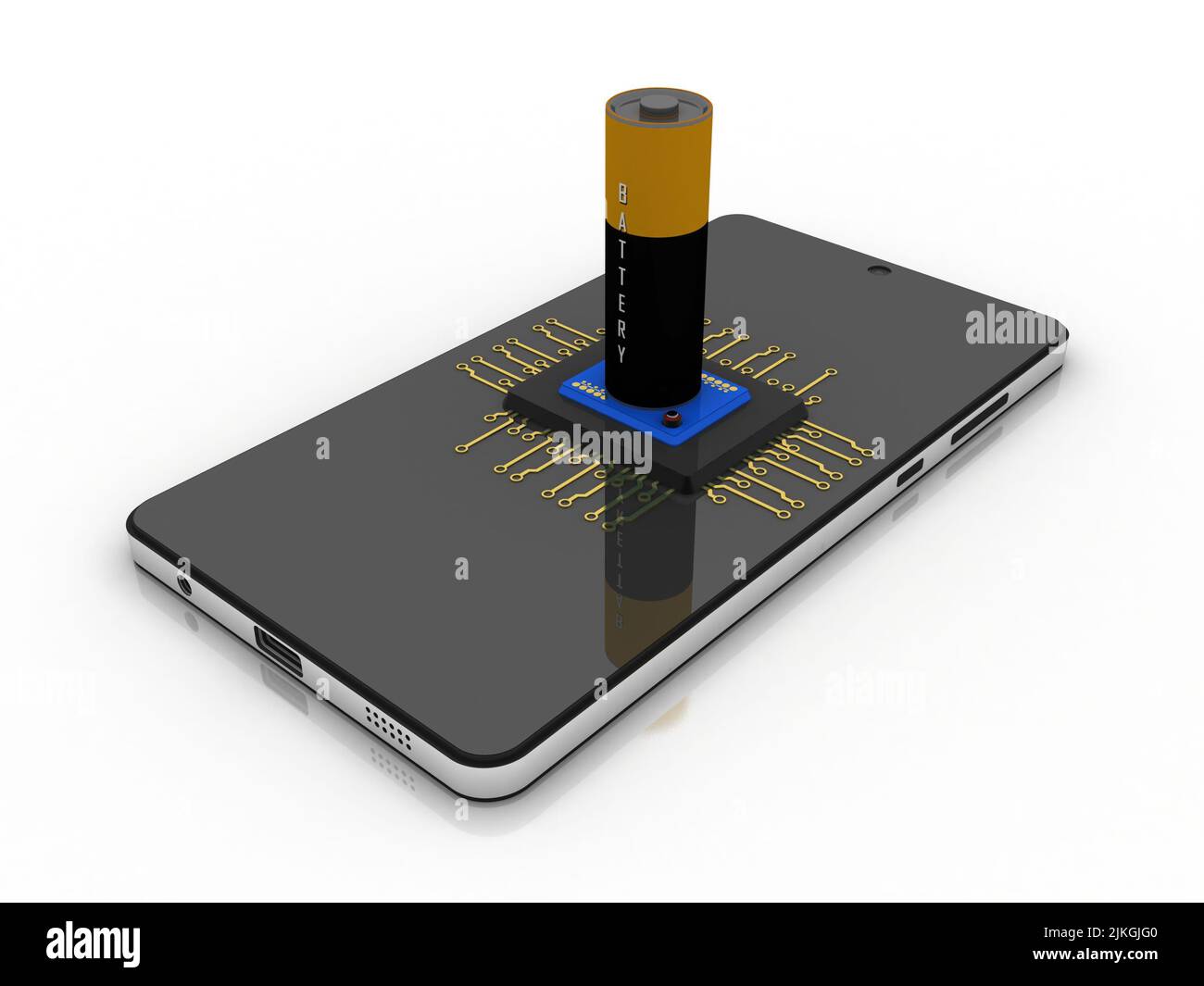 3d rendering microchips on mobile phone with battery Stock Photo - Alamy