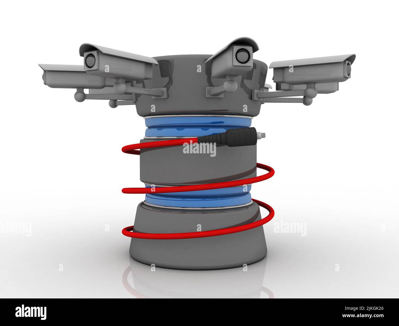 3d rendering aux cable with computer database under CCTV Camera Stock ...