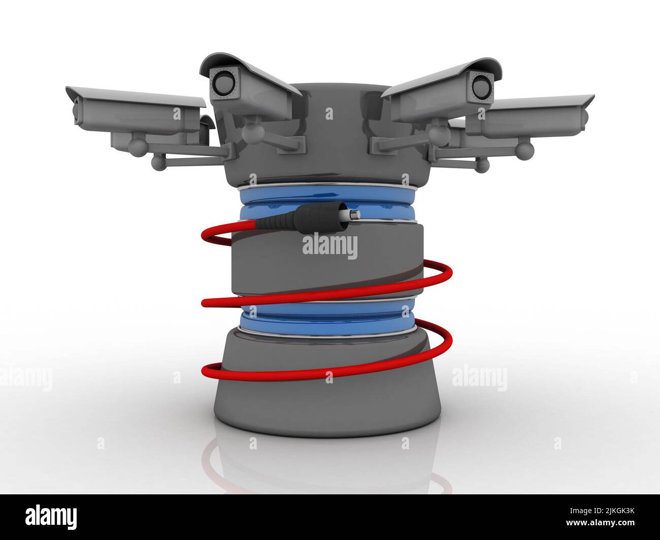 3d rendering aux cable with computer database under CCTV Camera Stock ...