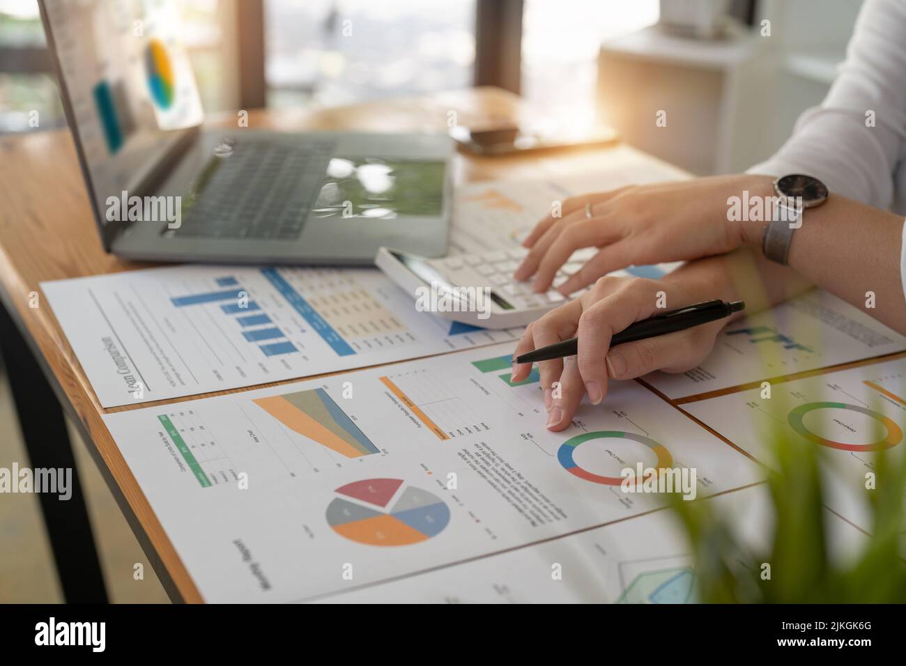 Business woman working in finance and accounting Analyze financial ...