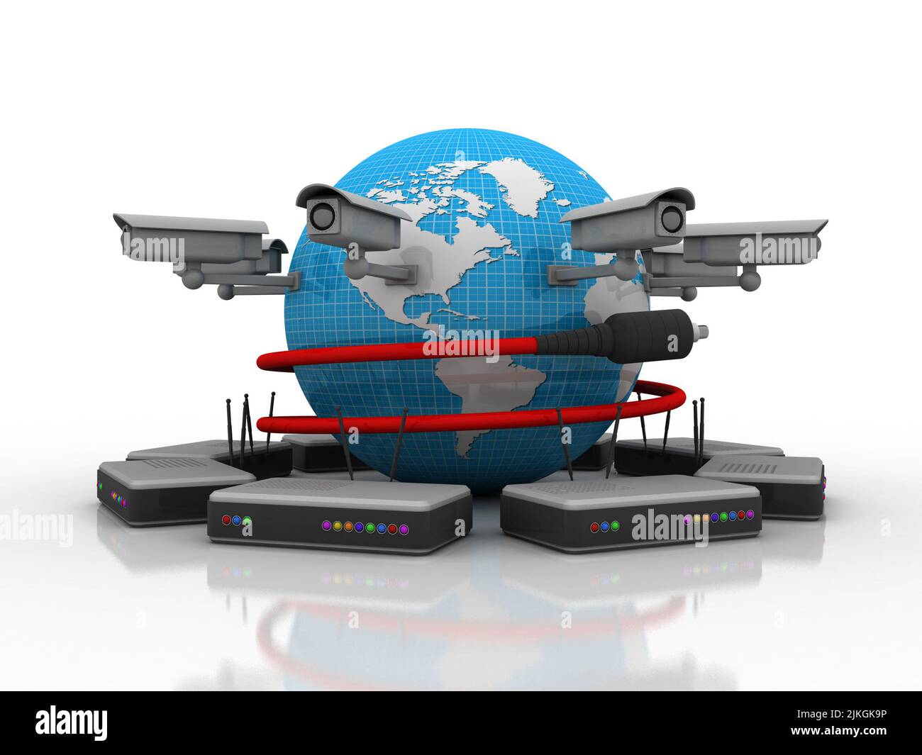 3d rendering aux cable with wifi modem Stock Photo - Alamy