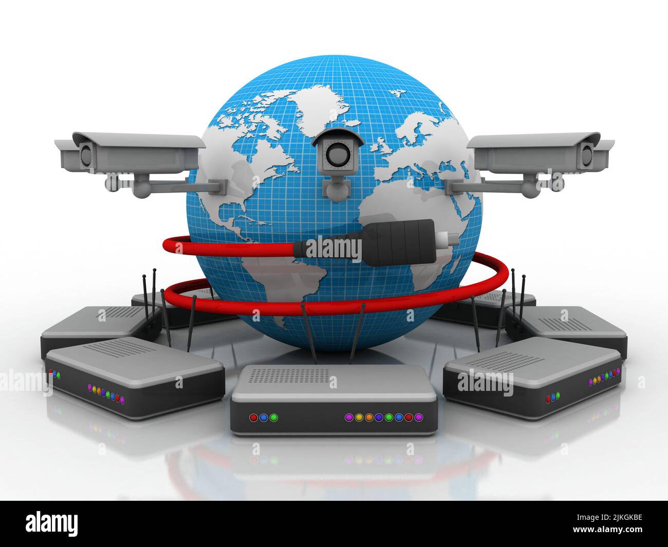 3d rendering aux cable with wifi modem Stock Photo - Alamy