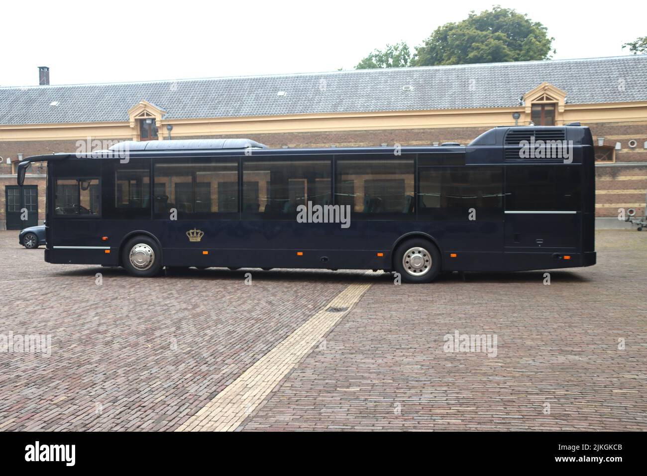 The royal bus at the royal stables at Noordeinde Palace in The Hague ...