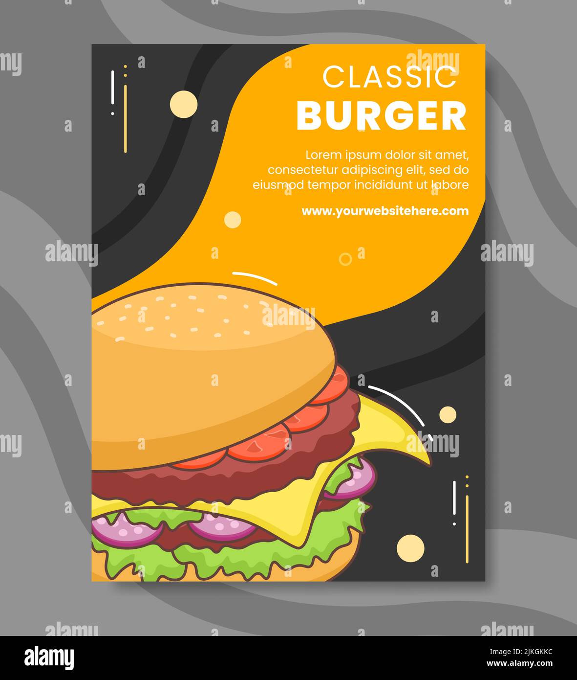 Burger Poster Template Flat Cartoon Background Vector Illustration ...