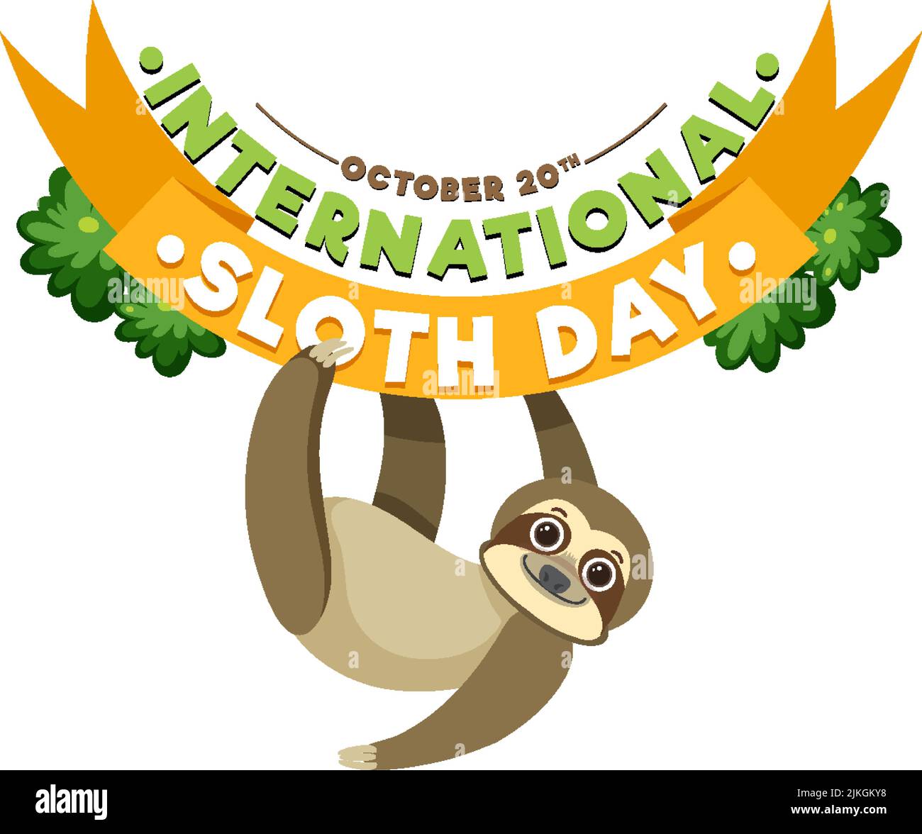 International sloth day banner concept vector illustration Stock Vector ...