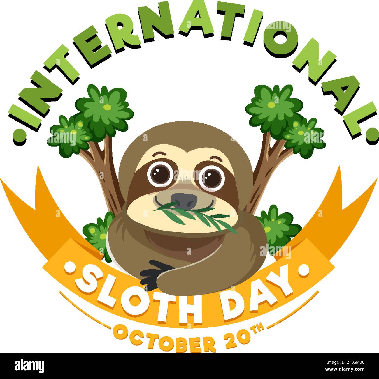 International sloth day banner concept vector illustration Stock Vector ...