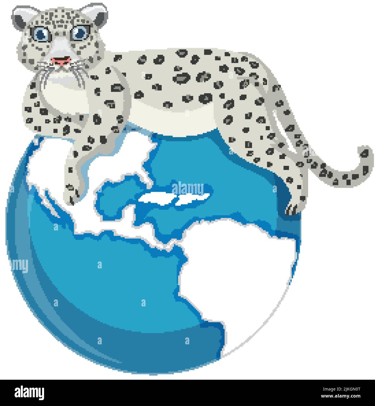 Snow leopard with earth planet illustration Stock Vector Image & Art ...