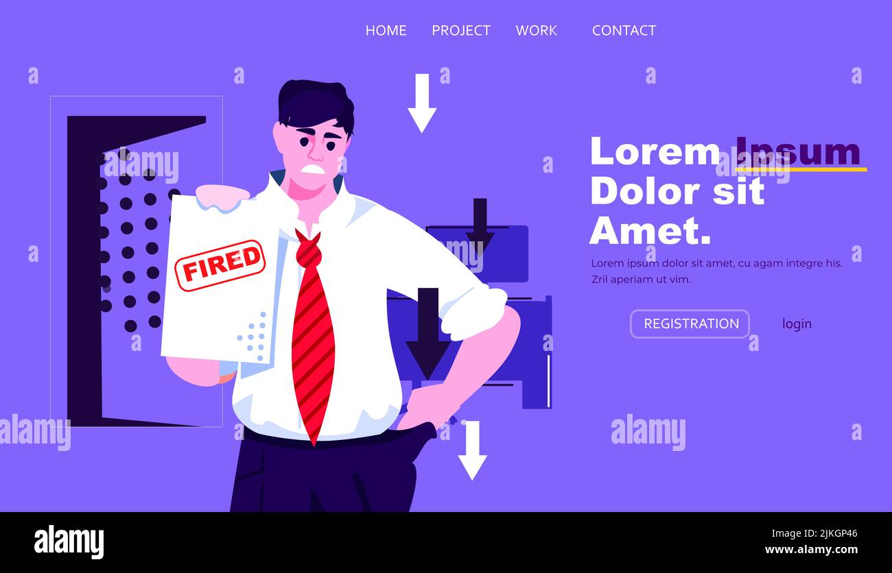 unhappy business man with fired paper dismissal unemployment jobless ...