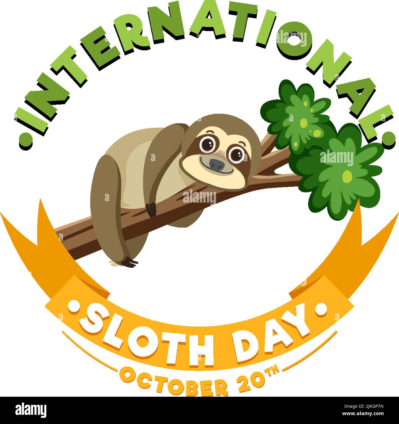 International sloth day banner concept vector illustration Stock Vector ...