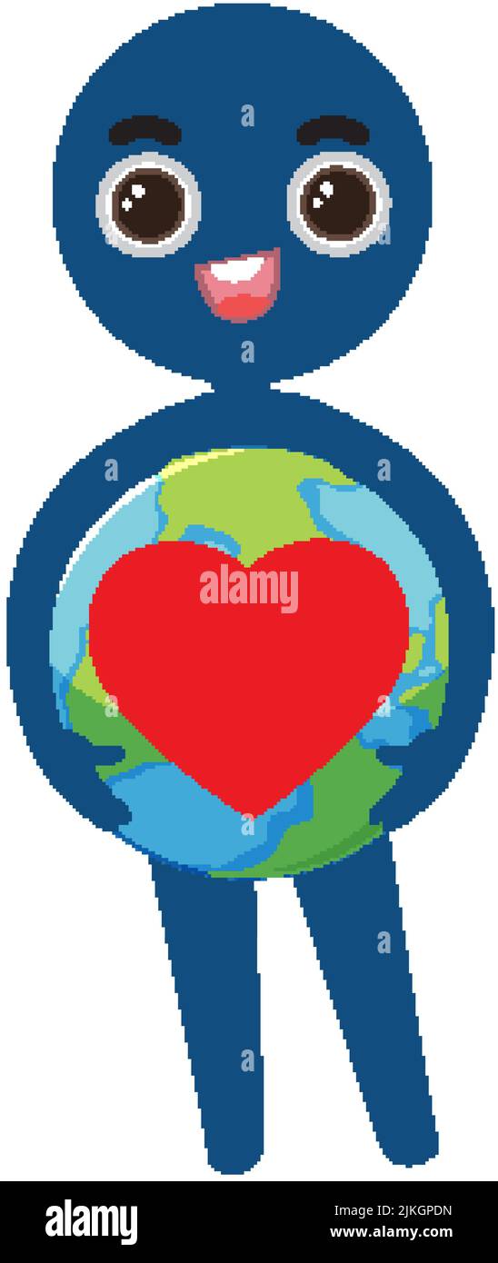 Human symbol with heart on earth planet illustration Stock Vector Image ...