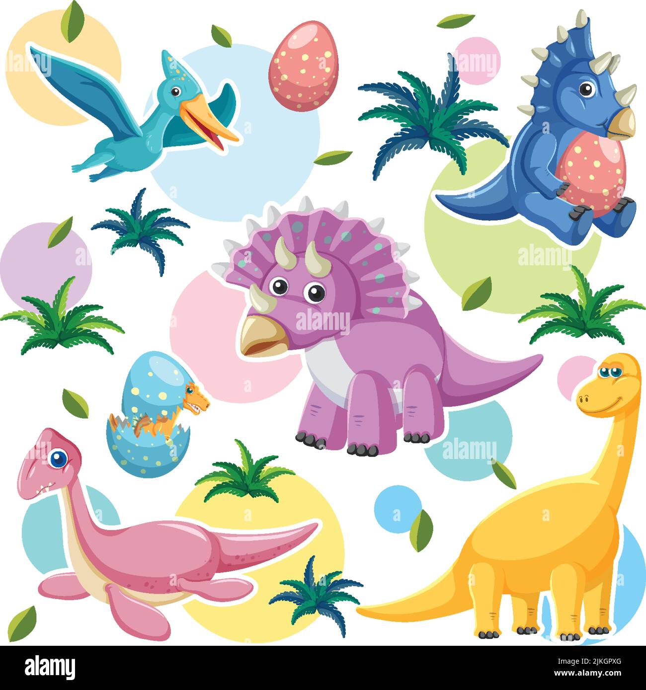 Cute dinosaur seamless pattern illustration Stock Vector Image & Art ...