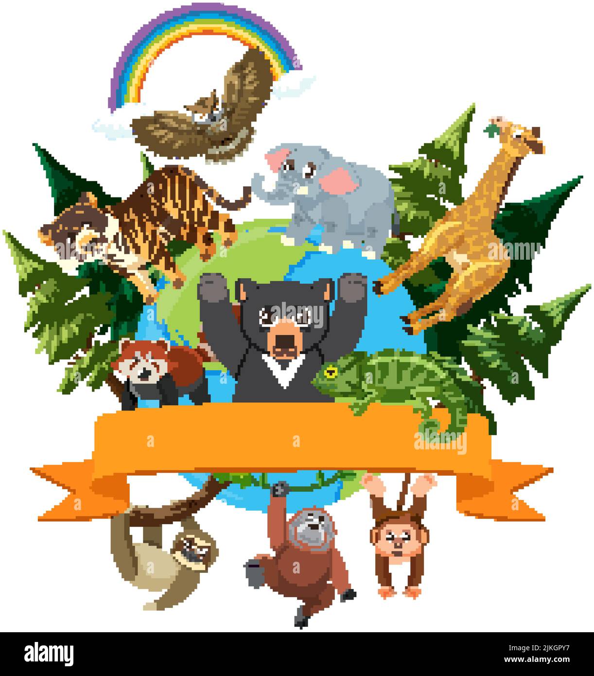 Wild animals around the world illustration Stock Vector Image & Art - Alamy