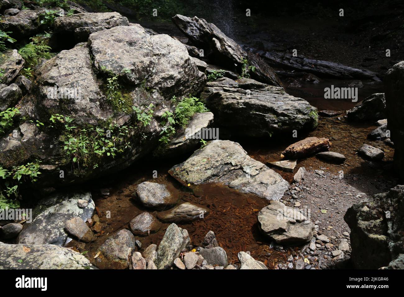 A top view of river surrounded by rocks Stock Photo - Alamy