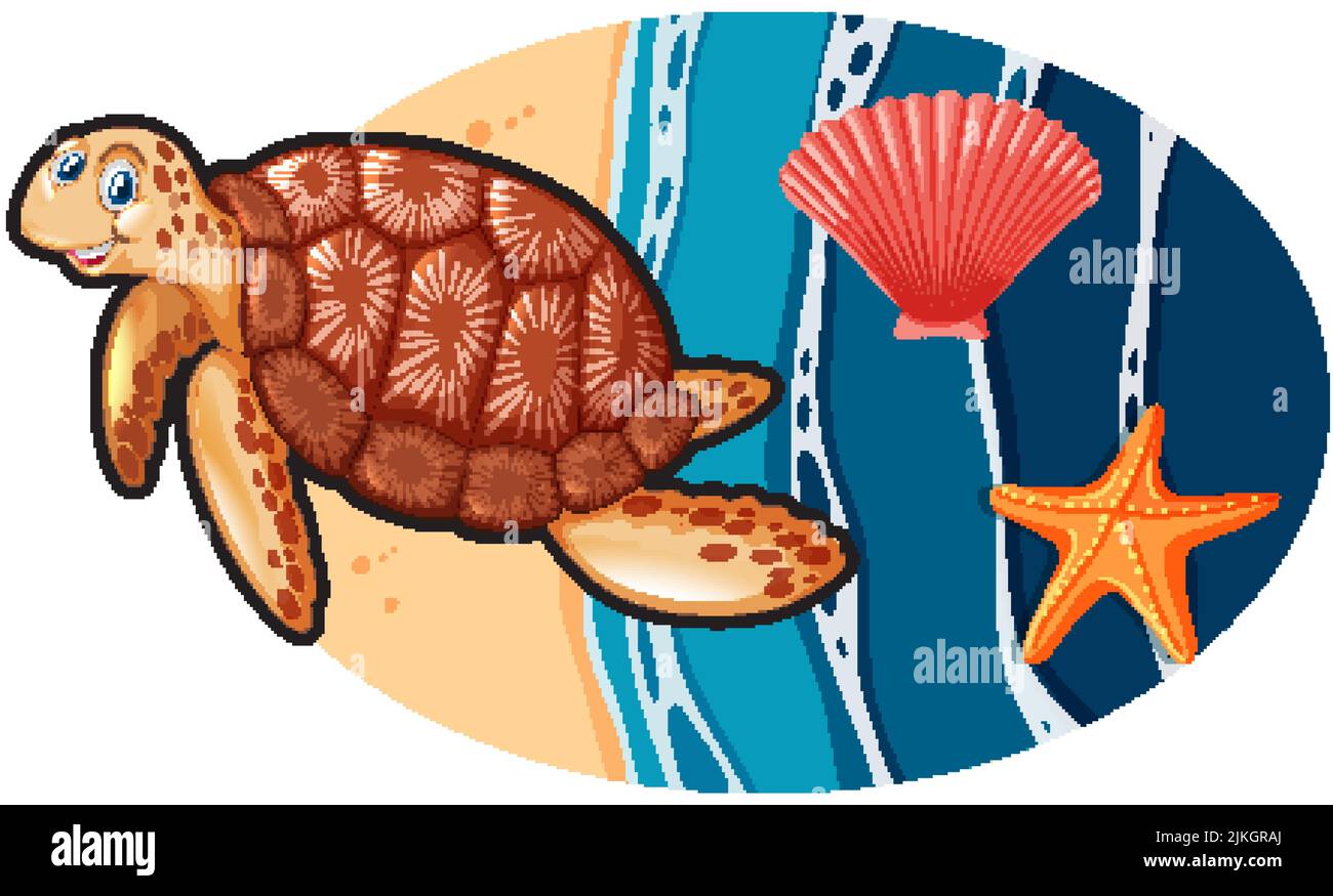 Turtle and shell in cartoon style illustration Stock Vector Image & Art ...
