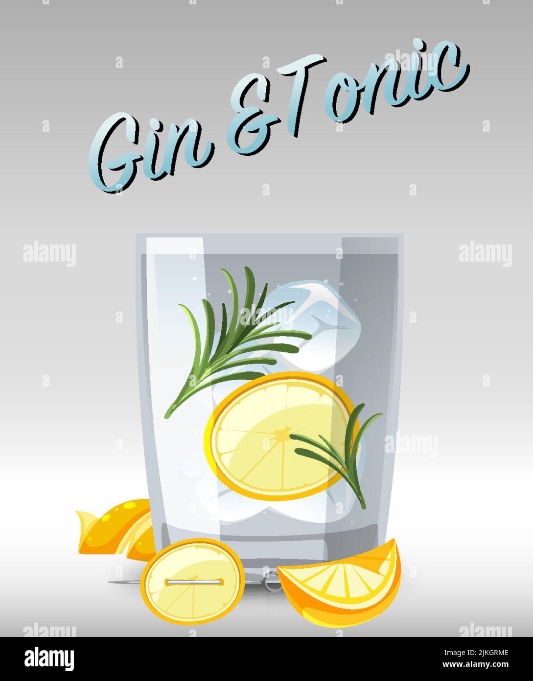 Gin and Tonic cocktail in the glass illustration Stock Vector Image ...