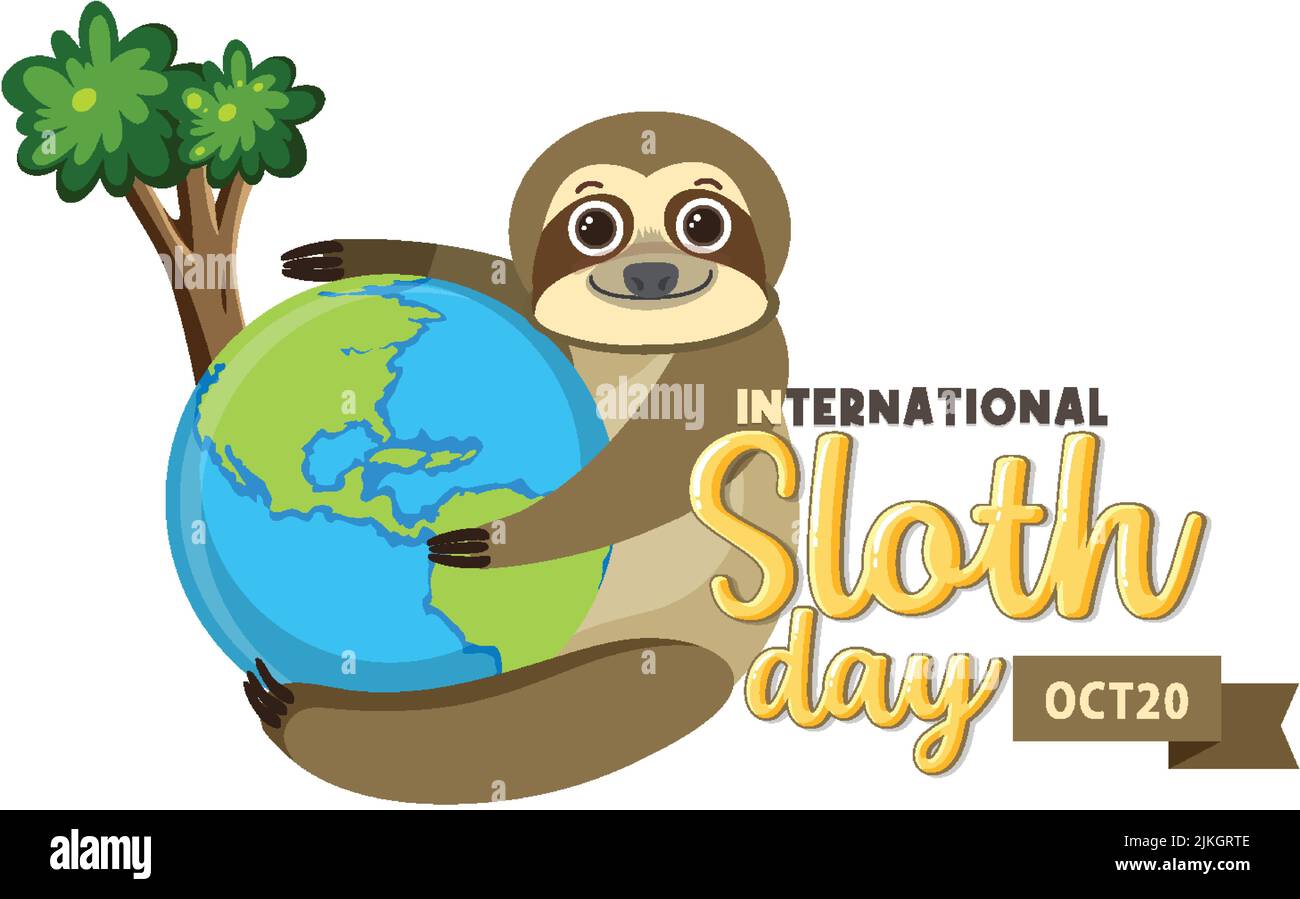 International sloth day banner concept vector illustration Stock Vector ...