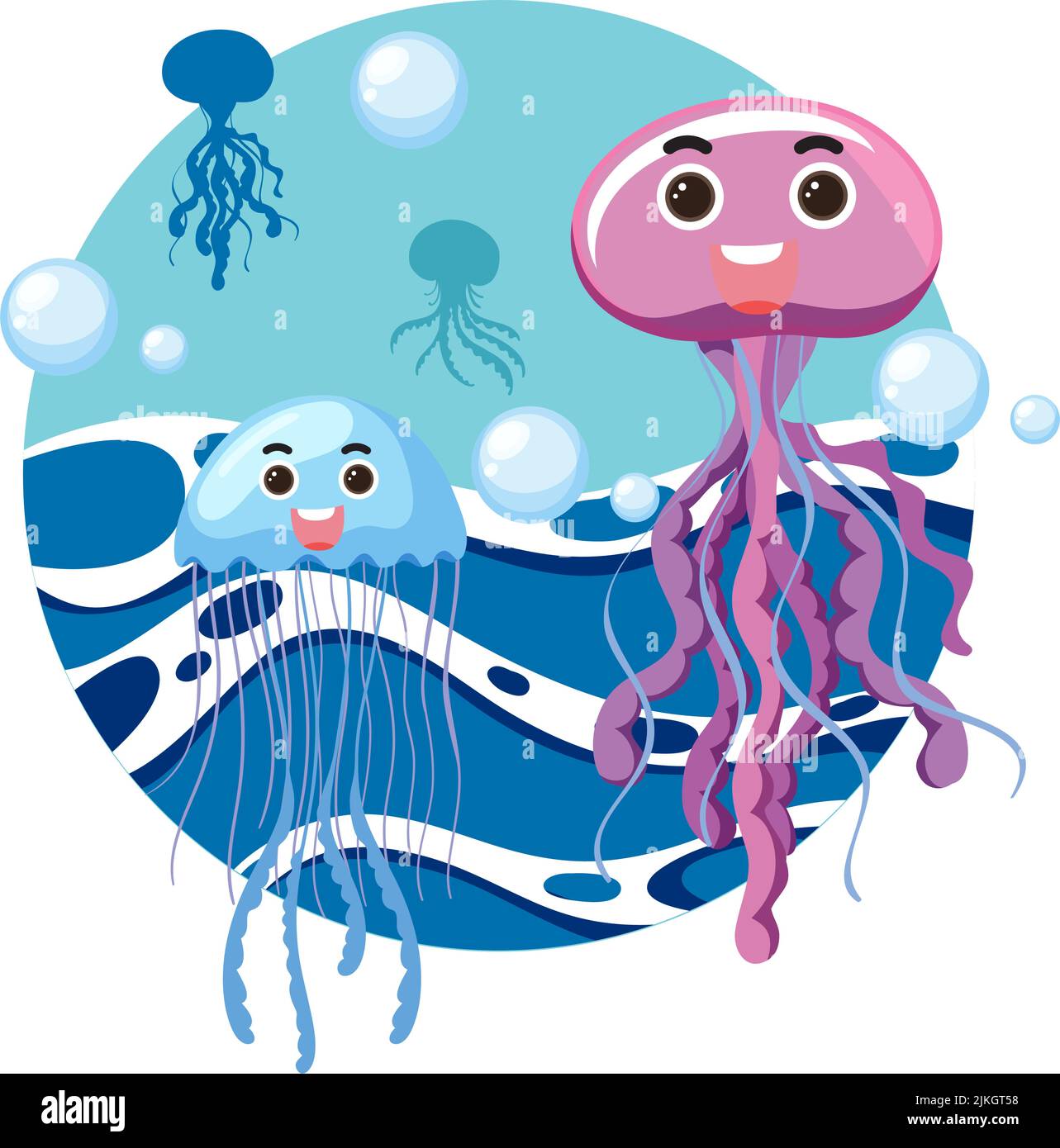 Jellyfish in cartoon style illustration Stock Vector Image & Art - Alamy