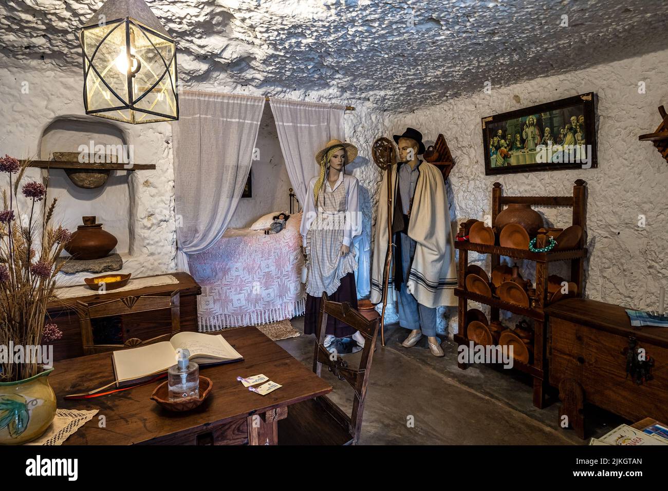 Interiors of the caves in Museo Etnografico Casas Cuevas at Artenara ...