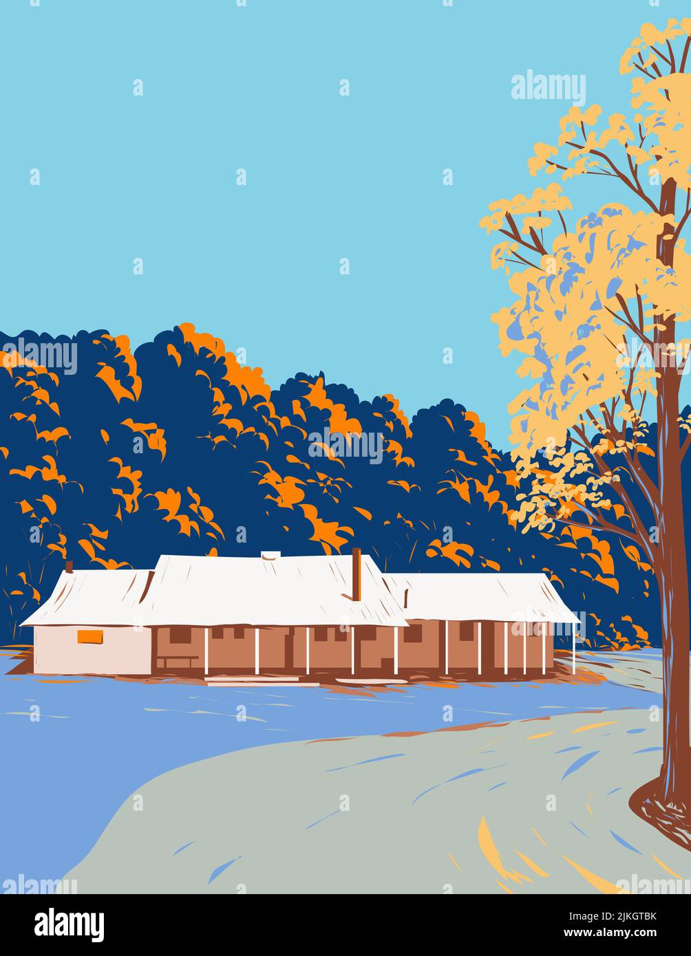 WPA poster art of a general store during fall in Virginia United States ...