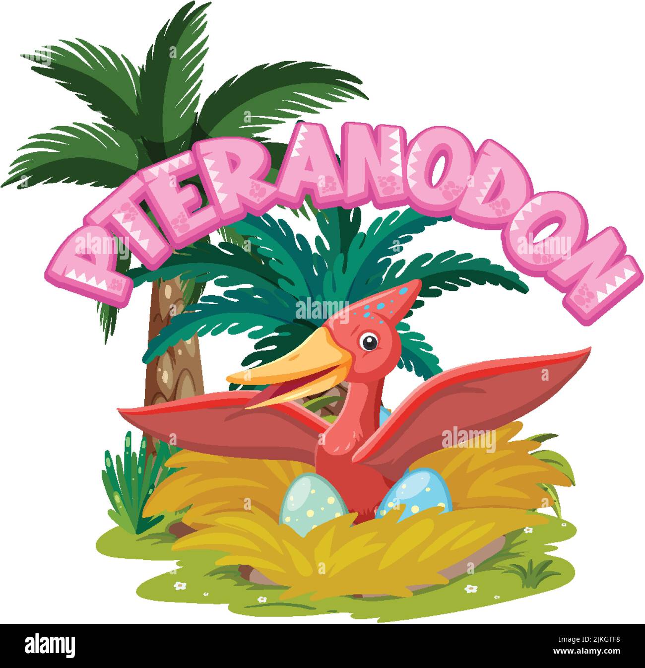 Little cute pteranodon dinosaur cartoon character illustration Stock ...