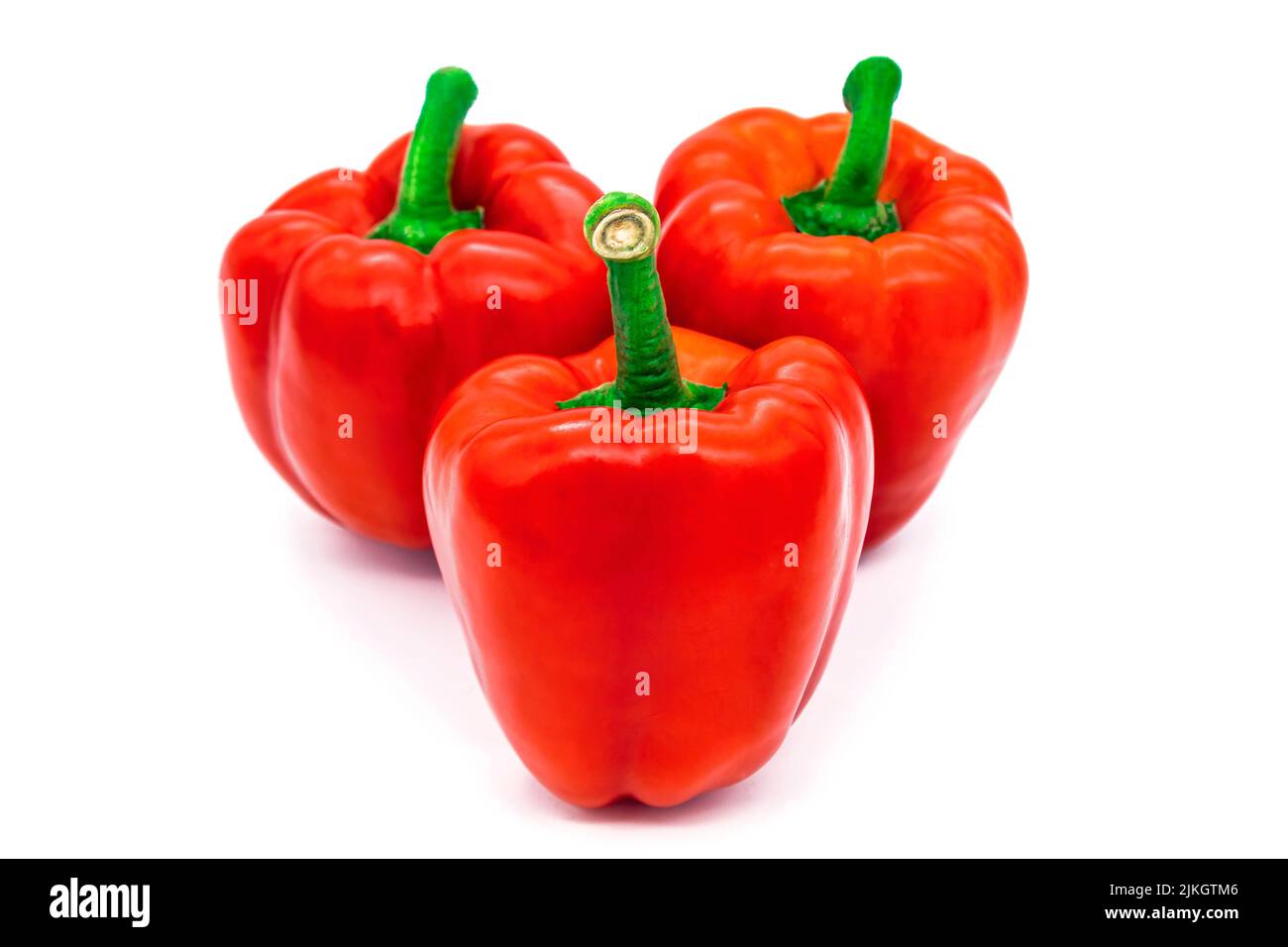 A closeup of three bell peppers isolated in white background Stock ...