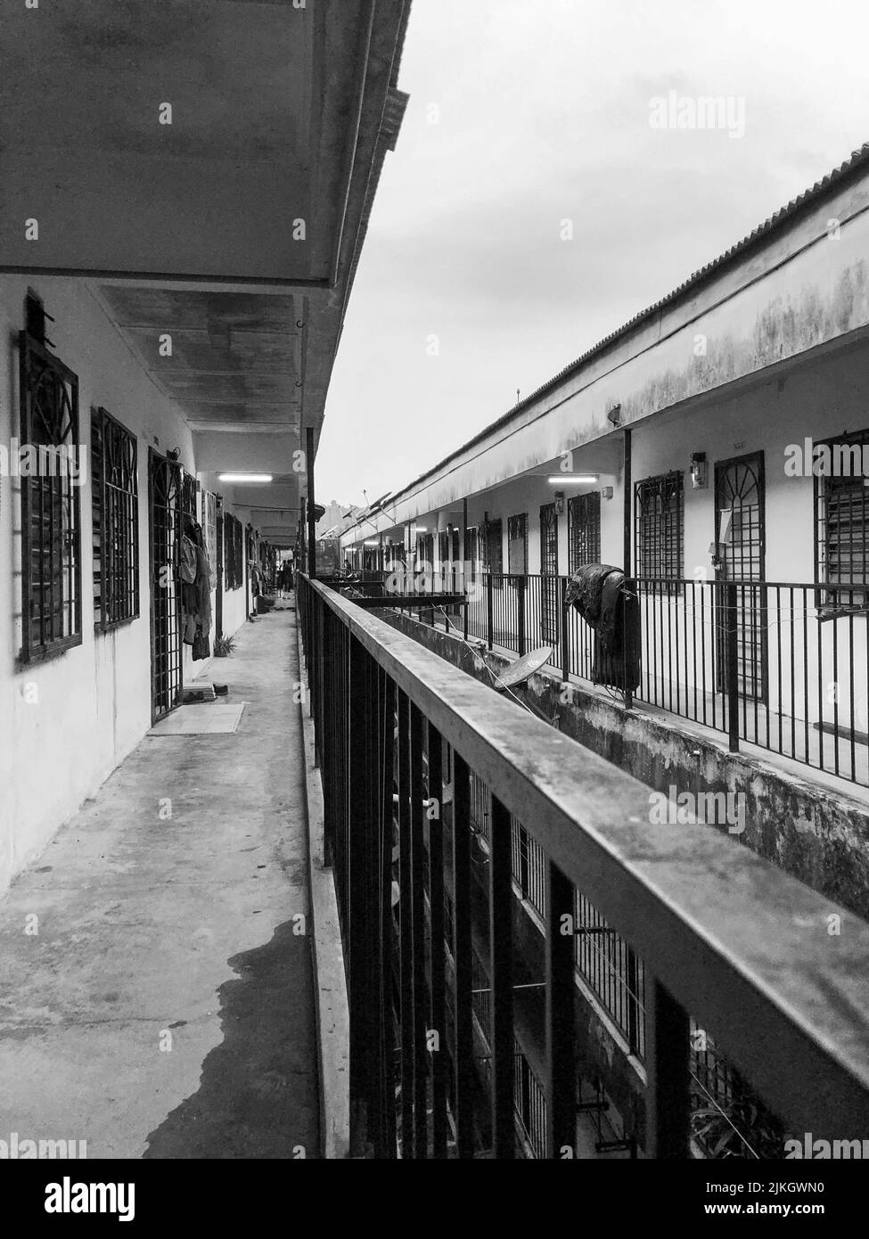 A vertical shot of modern buildings in black and white Stock Photo - Alamy