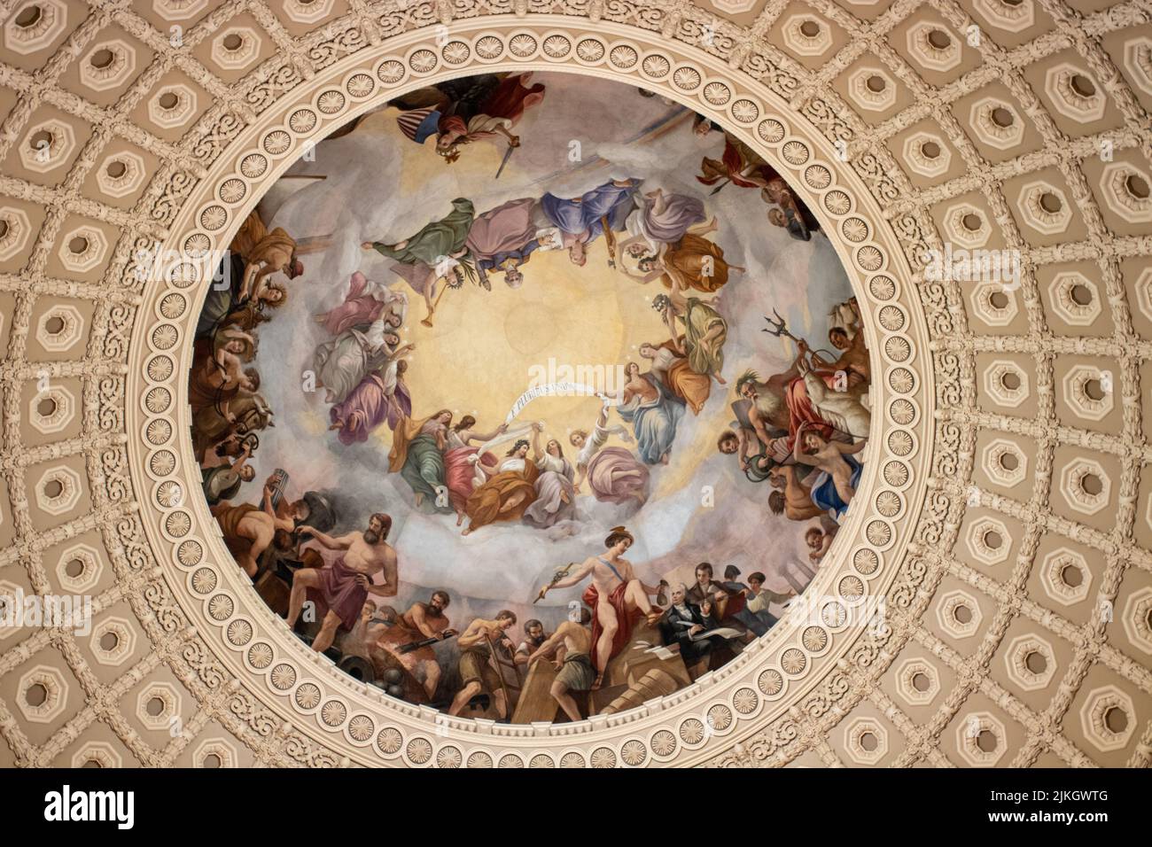 The Apotheosis of Washington on the dome in the rotunda of the United ...