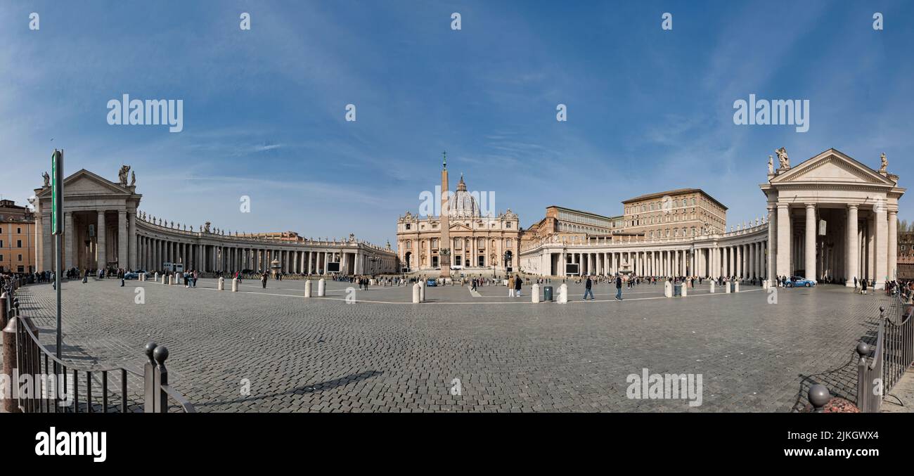 Vatican, Italy; 03 29 2022; Panoramic photograph of Saint Peter's ...