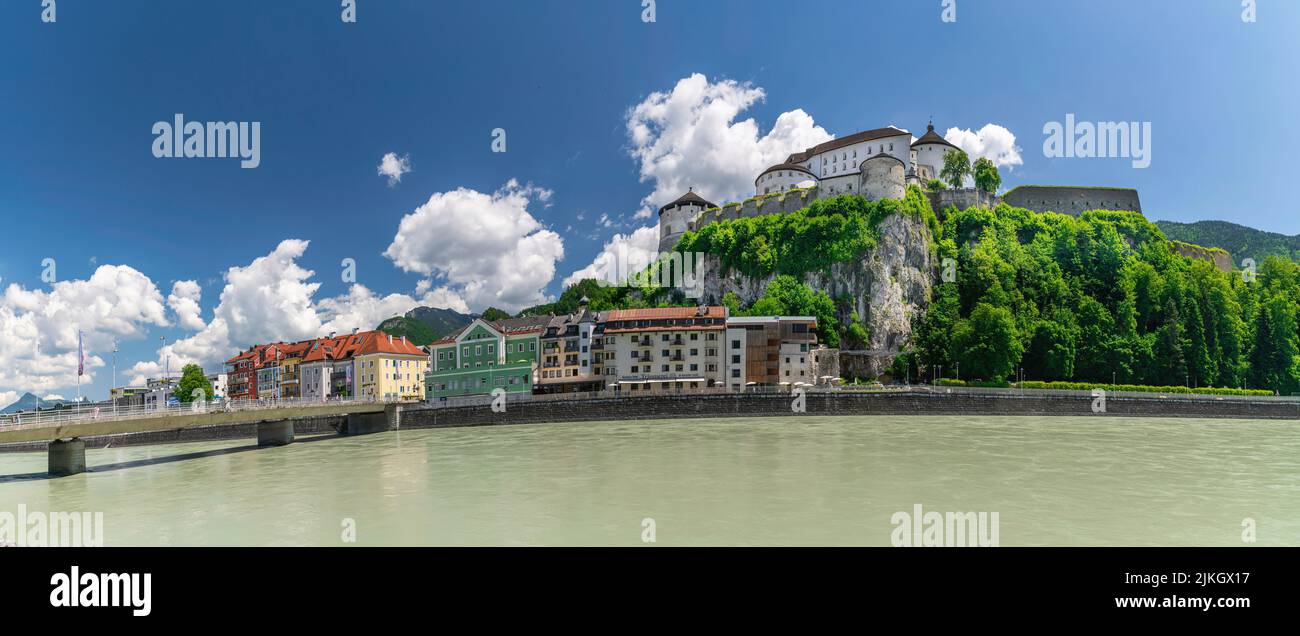 Kufstein Fortress with old town an River Inn Stock Photo - Alamy