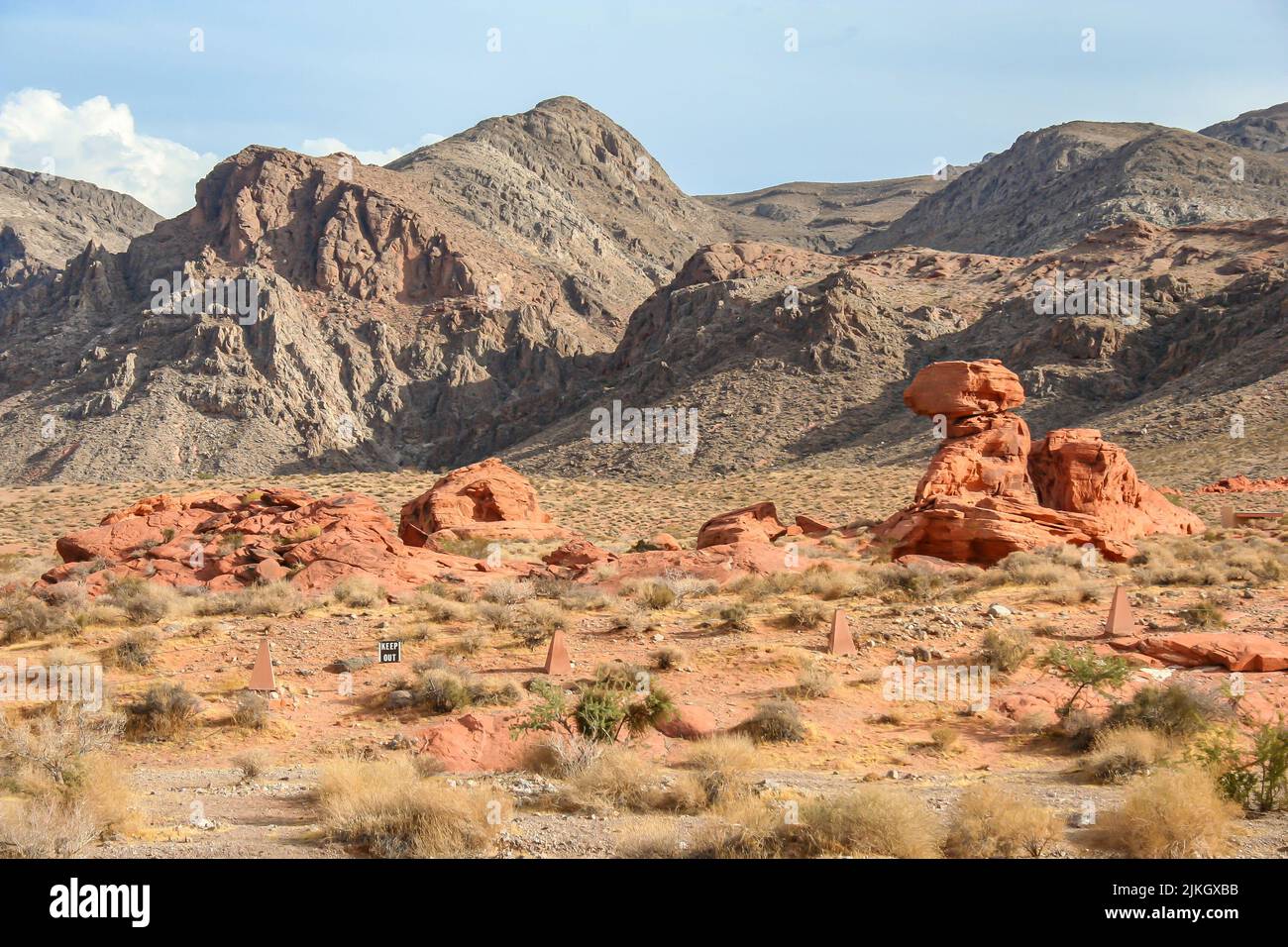 Red sandstone rocks at Valley of Fire State Park in Nevada on a sunny ...