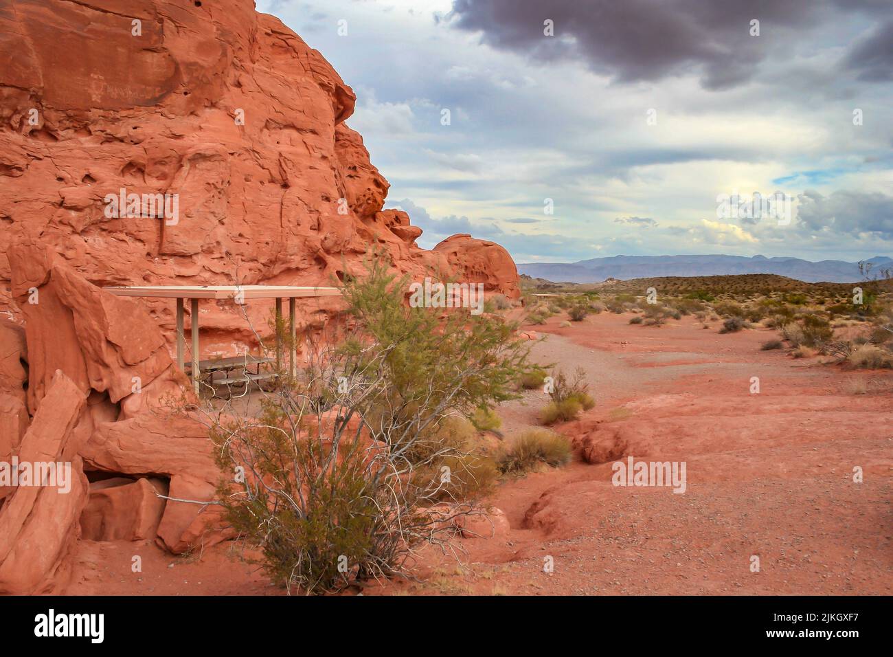 Red sandstone rocks at Valley of Fire State Park in Nevada under a ...